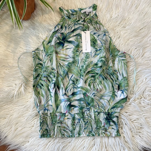 maison damelie | Tops | Newhalter Top With Shiring Smocki At Bottom Hem ...